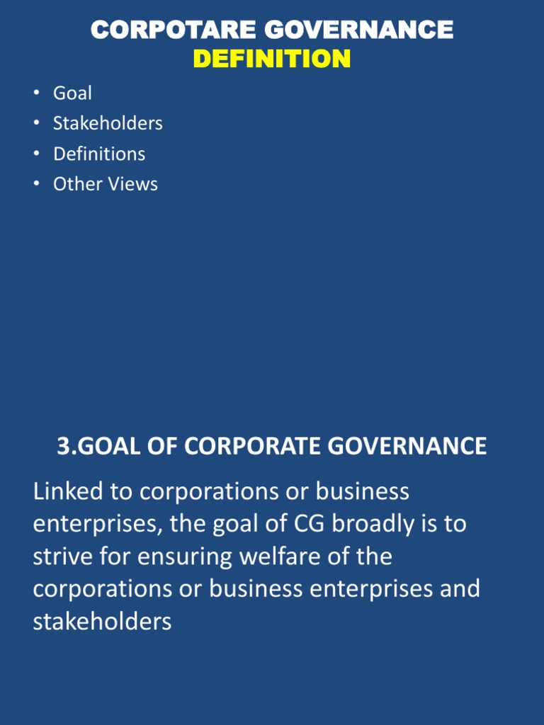 2-Ppt Corporate Governance-Cg Definition | PDF | Corporate Governance ...