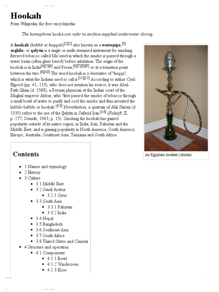 Hookah - Wikipedia, The Free Encyclopedia | PDF