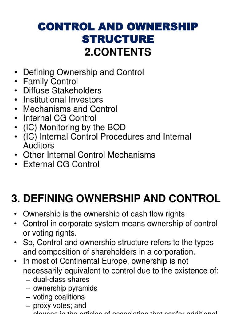 Control and Ownership Structure | PDF | Corporate Governance | Internal ...