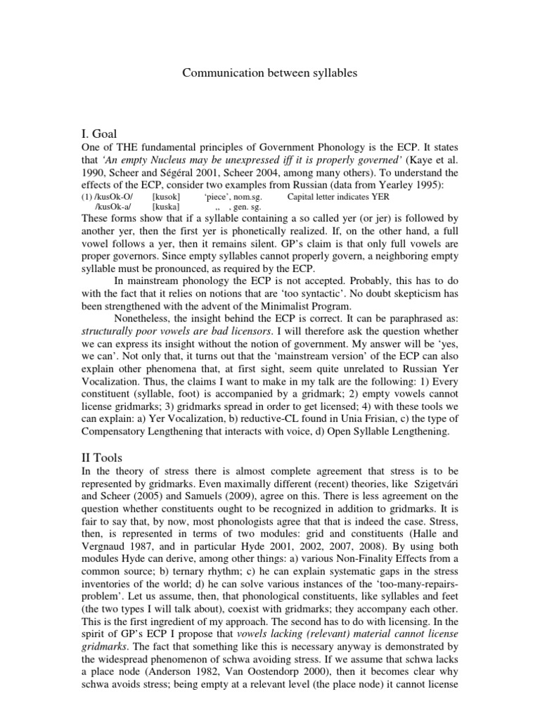 Communication Between Syllables | Download Free PDF | Stress ...