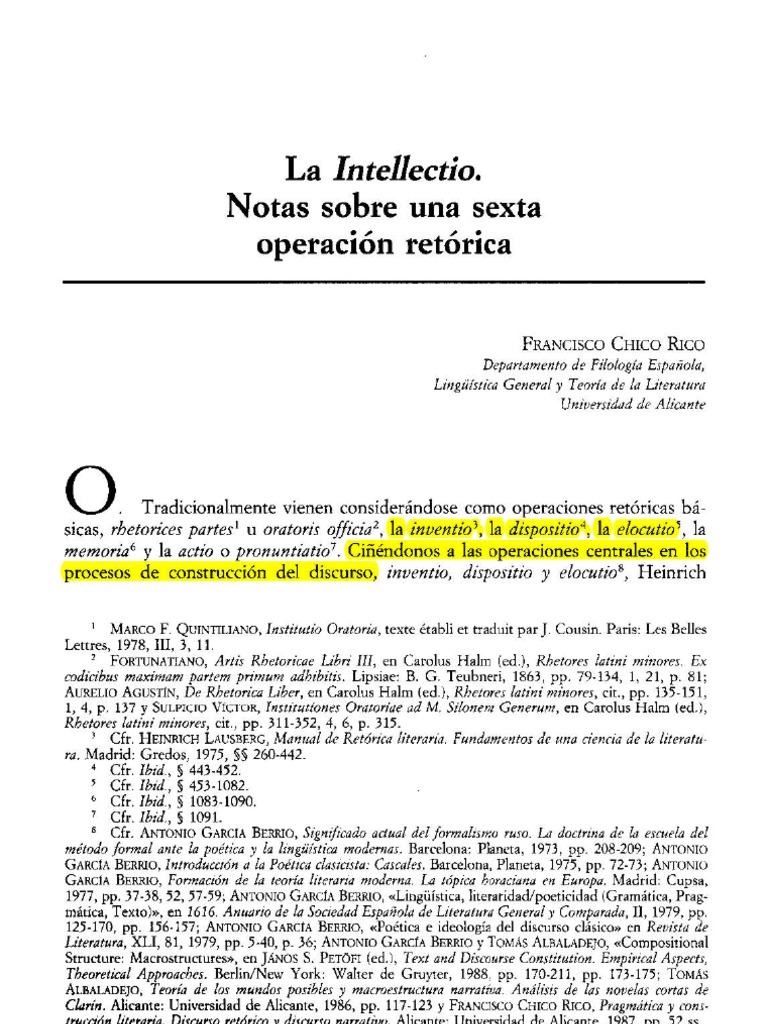 La Intellectio. Sexta Operación Retórica | PDF | Retórica | Verdad