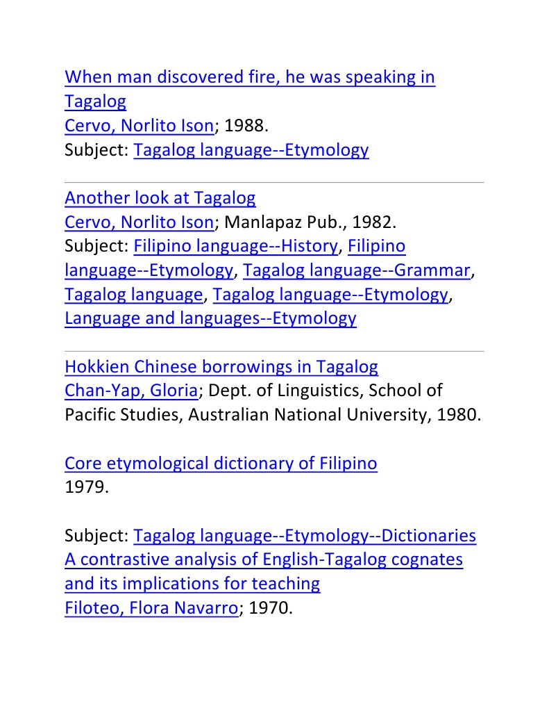 Tagalog Language Etymology Insights | PDF | Social Science