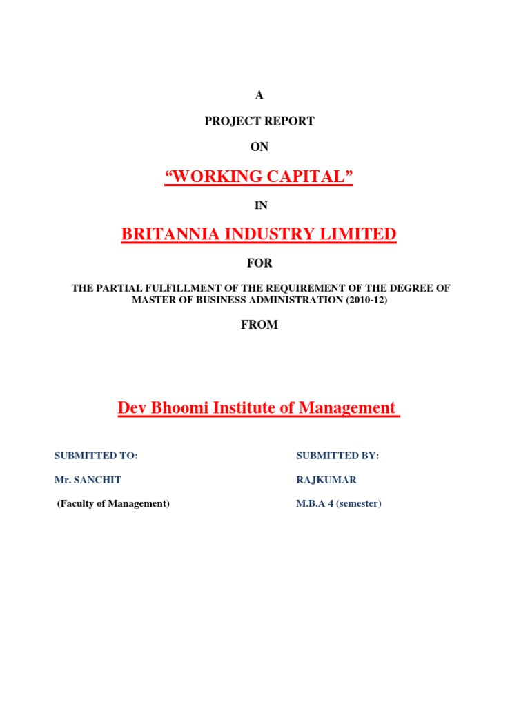 Project Working Capital Management | PDF | Working Capital | Credit