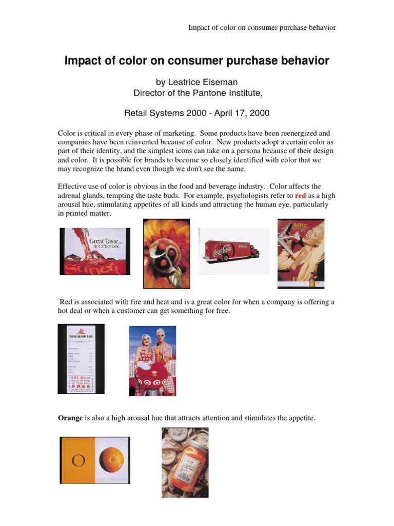 Color's Influence on Consumer Choices | PDF | Color | Taste