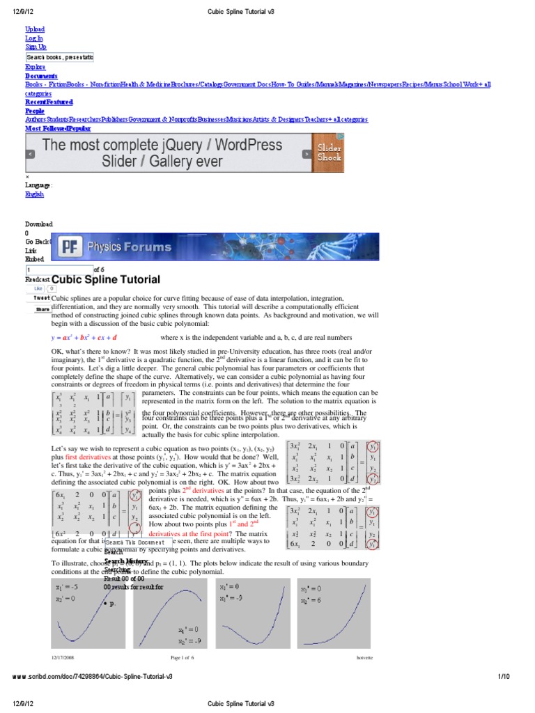 Cubic Spline Tutorial v3 | PDF | Interpolation | Polynomial