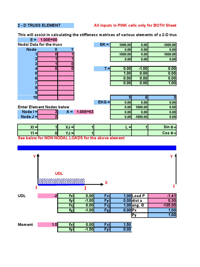 EQ-502 2D Frame Truss Matrix Calculator | PDF