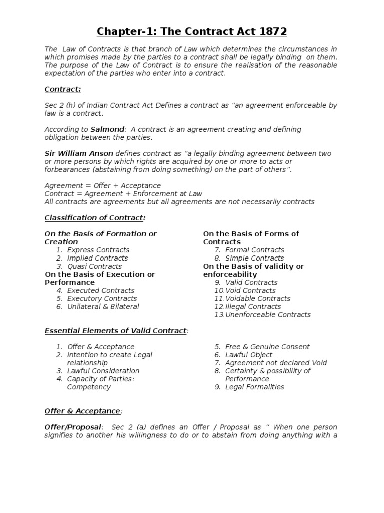 Chapter-1: The Contract Act 1872: On The Basis of Forms of Contracts ...
