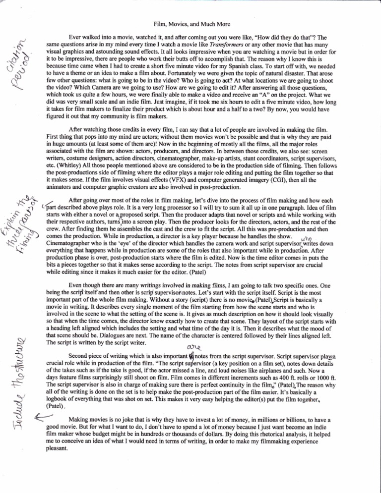 Rhetorical Analysis Peer Editing Draft | PDF | Filmmaking | Screenplay