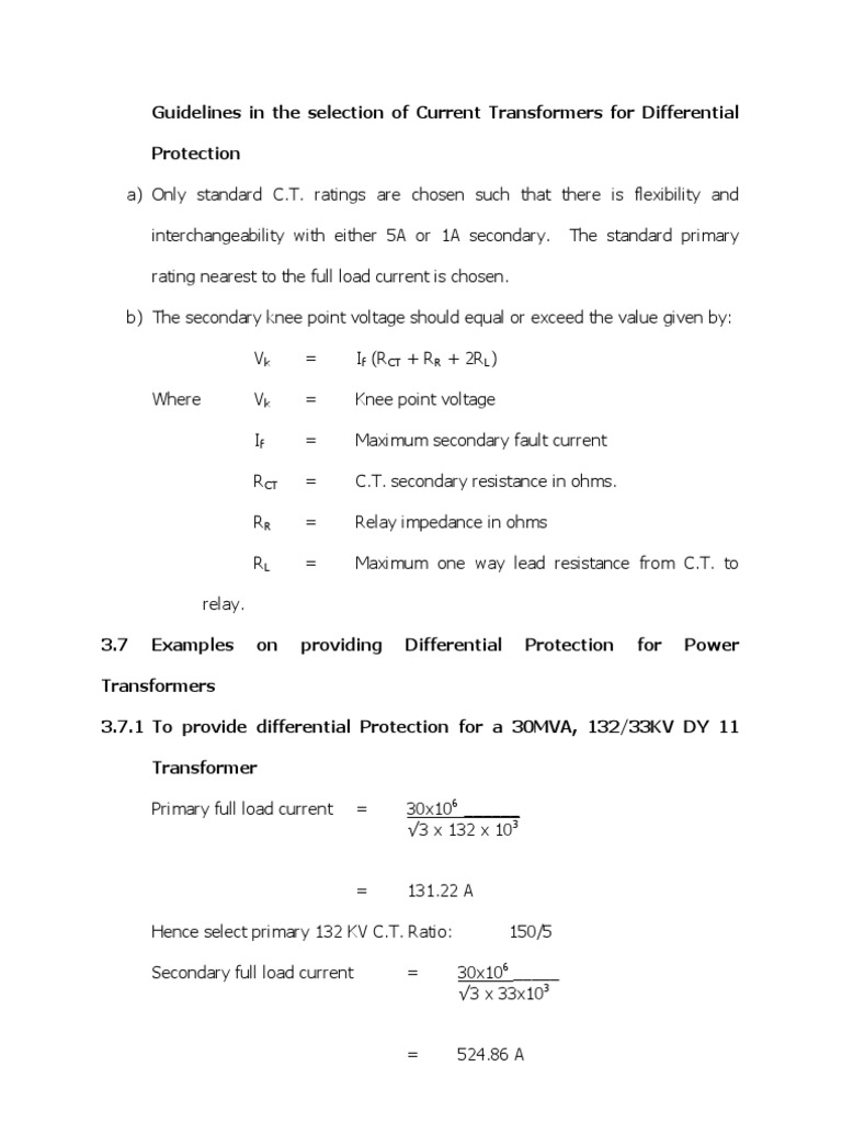Guidelines in The Selection of Current Transformers For Differential ...