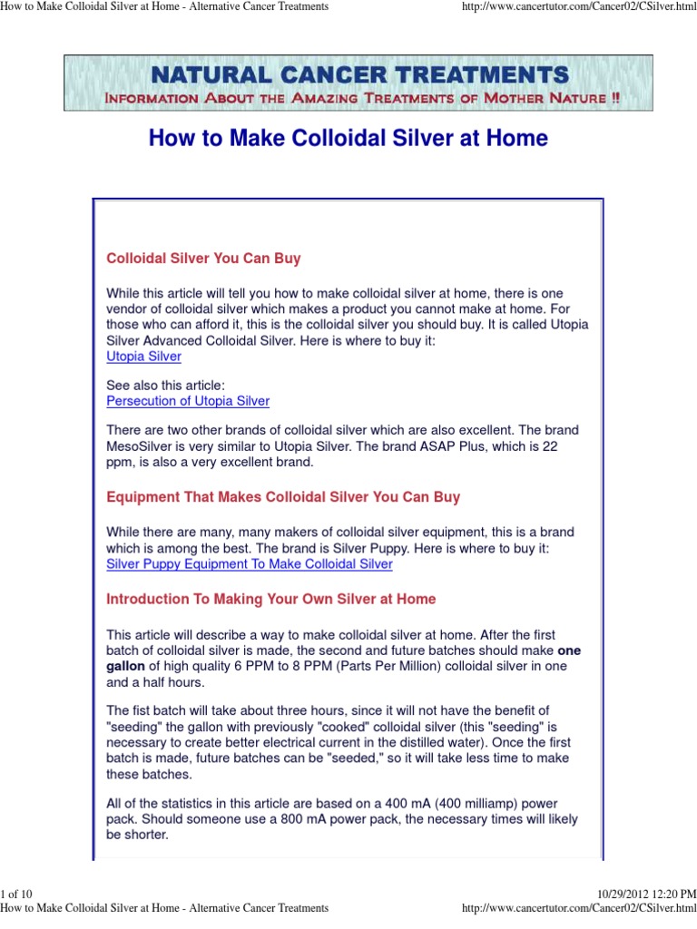 How To Make Colloidal Silver at Home - Alternative Cancer Treatments ...