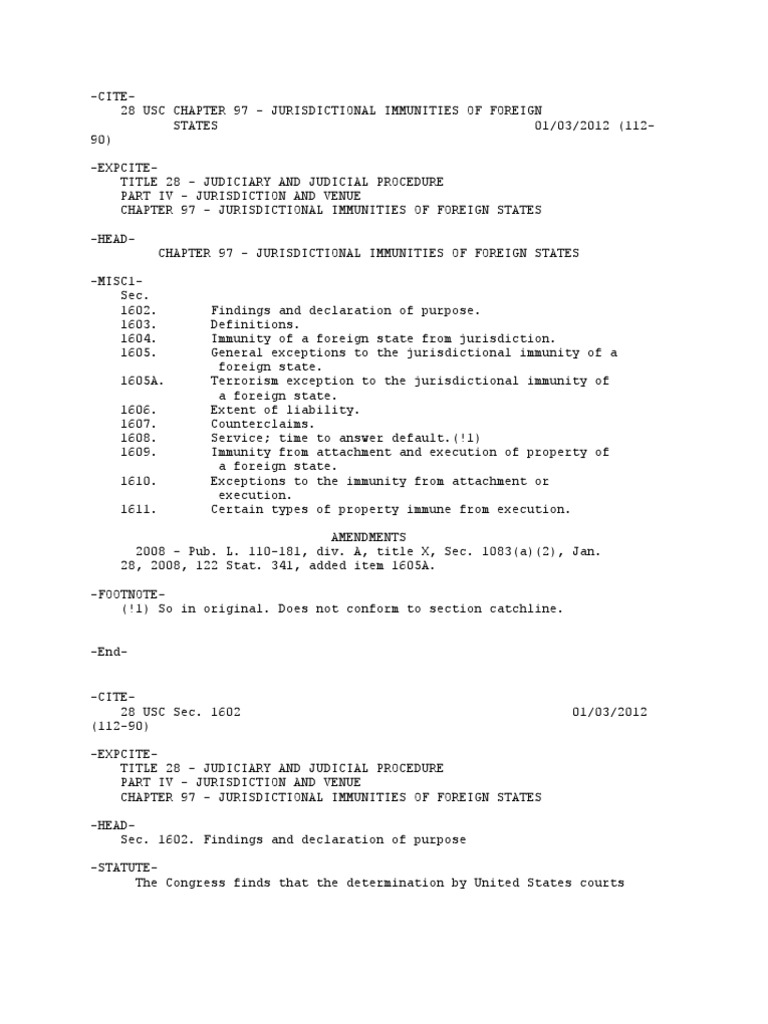 28 usc 1603 to 1611 | Sovereign Immunity | Admiralty Law