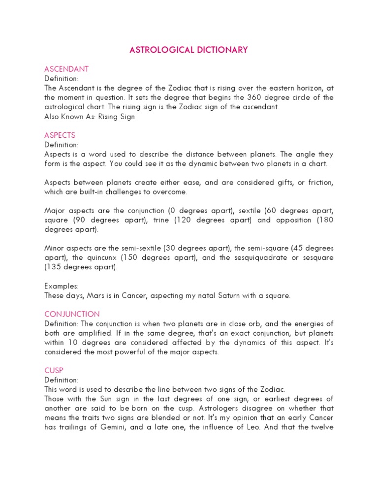 Astrological Dictionary | Download Free PDF | Astrological Sign | Horoscope