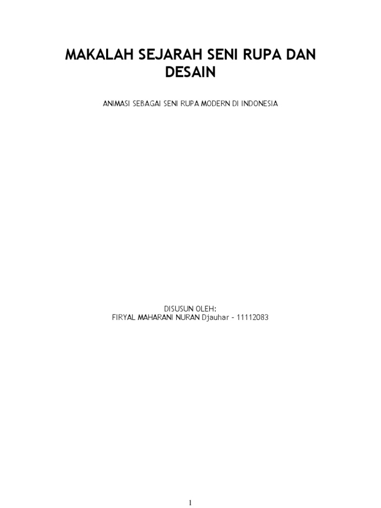 Animasi Sebagai Seni Rupa Modern Di Indonesia | PDF