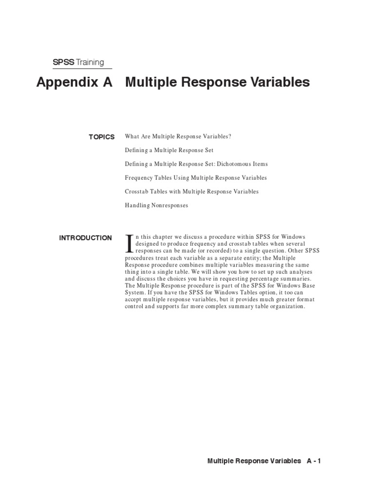 Multiple Response | PDF | Spss | Survey Methodology