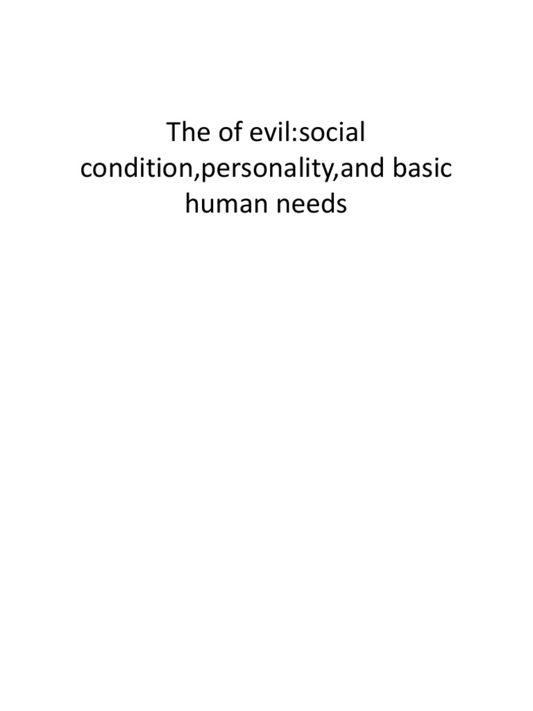 Understanding Evil: Social and Psychological Factors | PDF