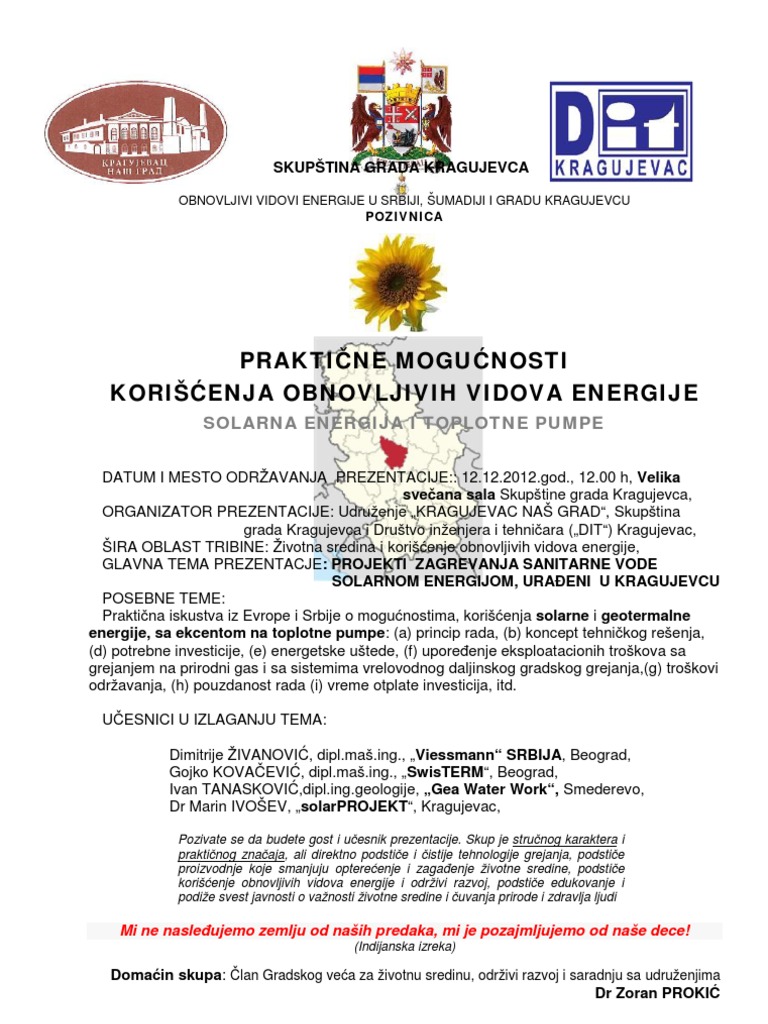 Životna Sredina I Korišćenje Obnovljivih Vidova Energije | PDF