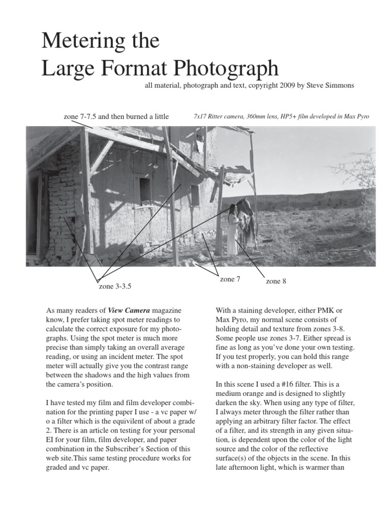 Metering The Large Format Photograph | PDF | Exposure (Photography ...