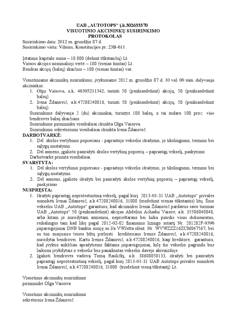 Protokolas Fel Vekselio | PDF