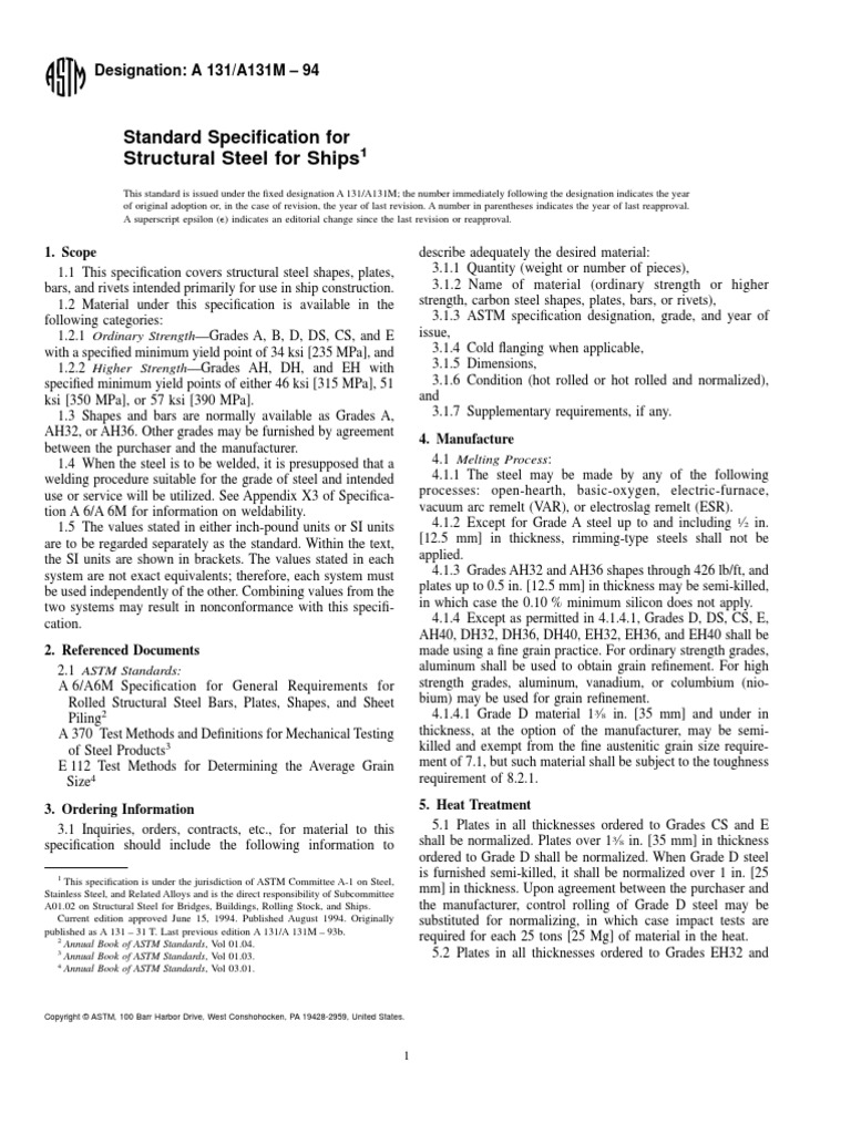Astm A131 | PDF | Structural Steel | Steel