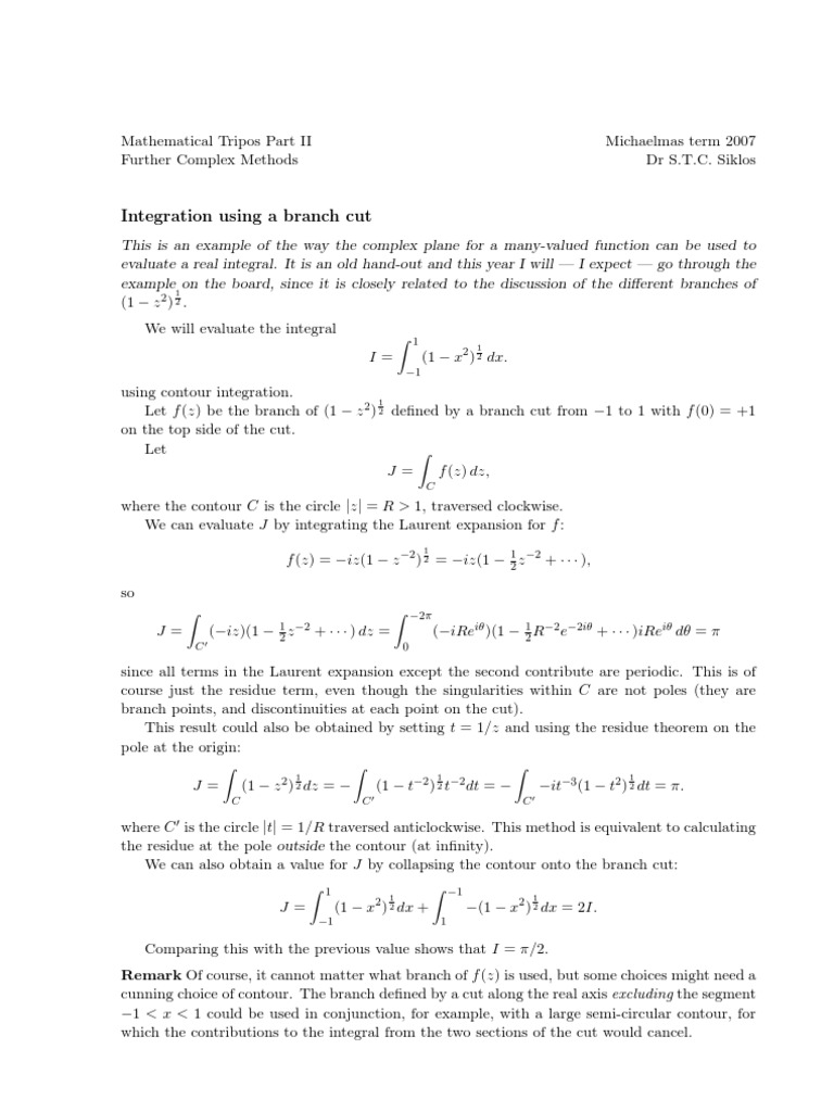 Advanced Complex Integration | PDF | Teaching Methods & Materials