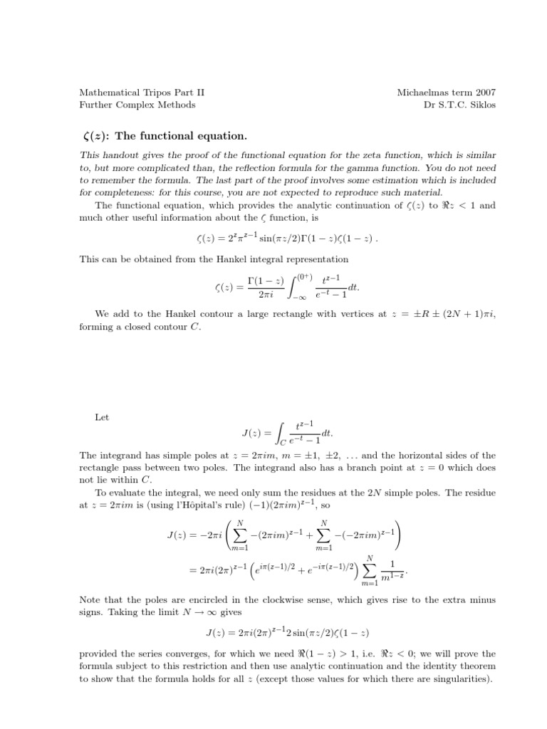 FCM Zeta Equation (Cambridge) | PDF | Integral | Complex Number