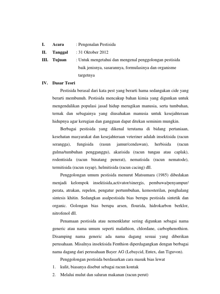 Penggolongan dan Rumus Pestisida | PDF | Sains & Matematika
