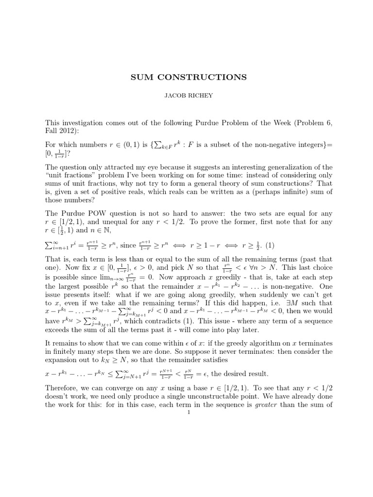 Sum Constructions | PDF | Mathematical Concepts | Teaching Mathematics