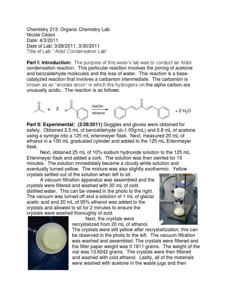 Aldol Condensation Lab | PDF | Ketone | Chemical Reactions