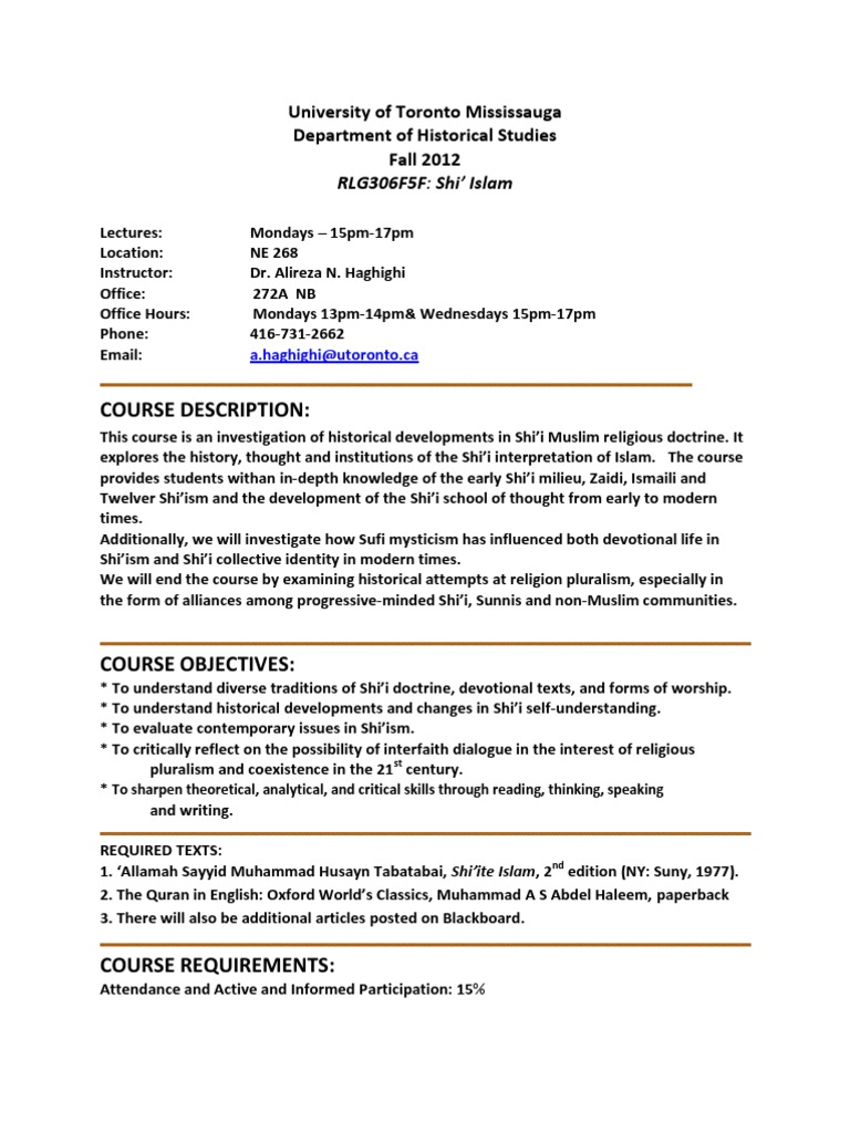 Syllabus - rlg306 Final | PDF | Shia Islam | Isma'ilism