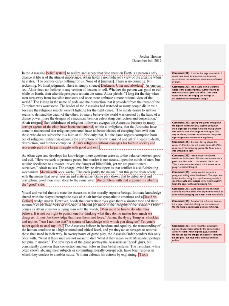 Assassin's Creed Essay | Download Free PDF | Good And Evil | Afterlife