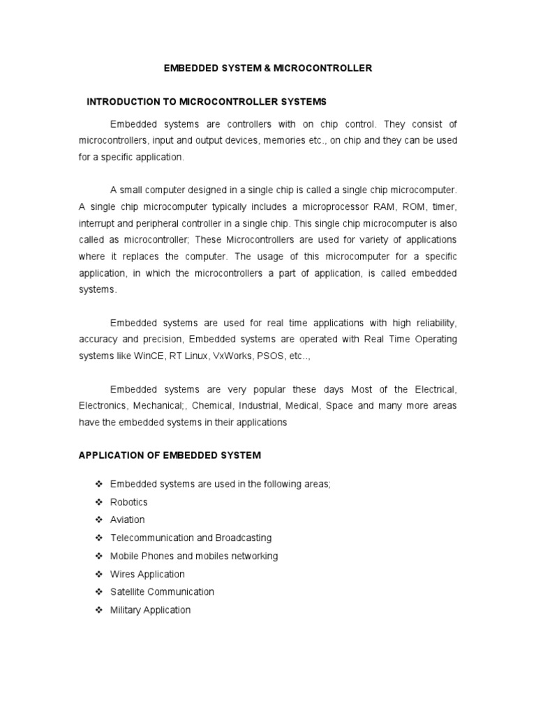 Embedded System Microcontroller Pdf Embedded System Microcontroller