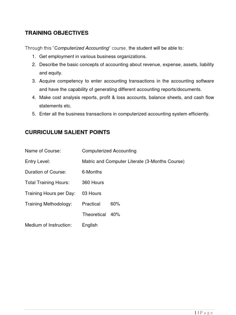 Computerized Accounting Course | PDF | Voucher | Debits And Credits