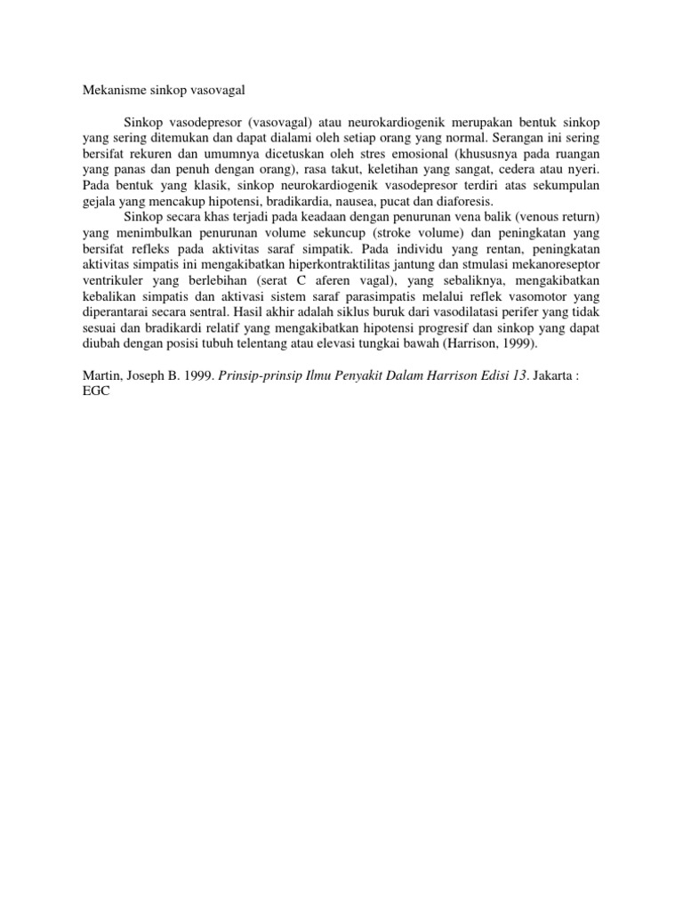 Mekanisme Sinkop Vasovagal | PDF