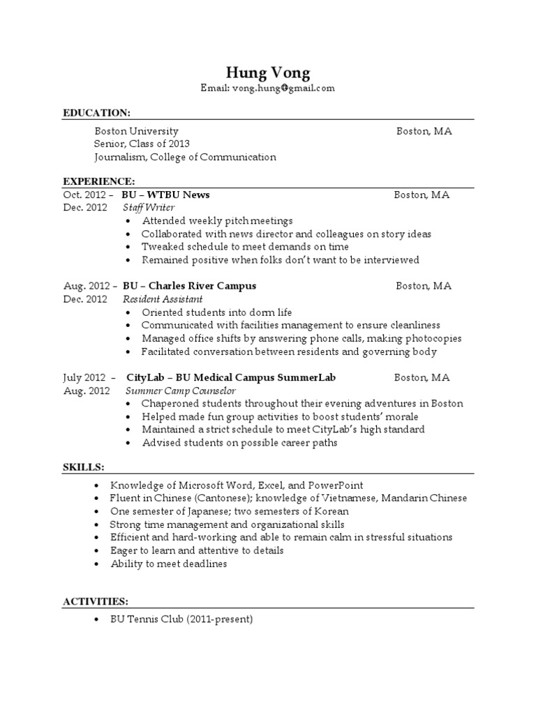 Most Recent Resume. Online Portfolio | PDF