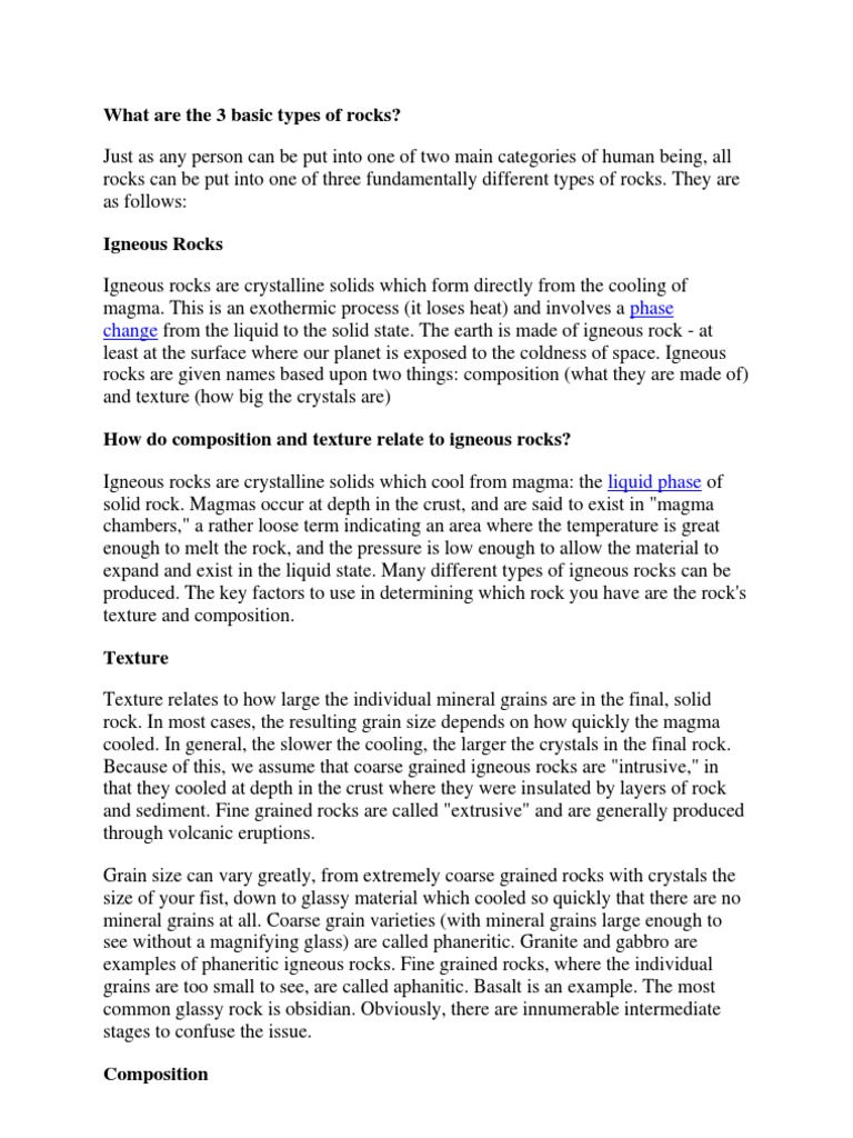 What Are The 3 Basic Types of Rocks | PDF | Sedimentary Rock | Rock ...