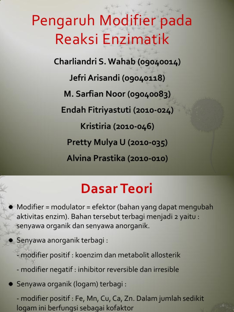 Pengaruh Modifier Pada Reaksi Enzimatik | PDF