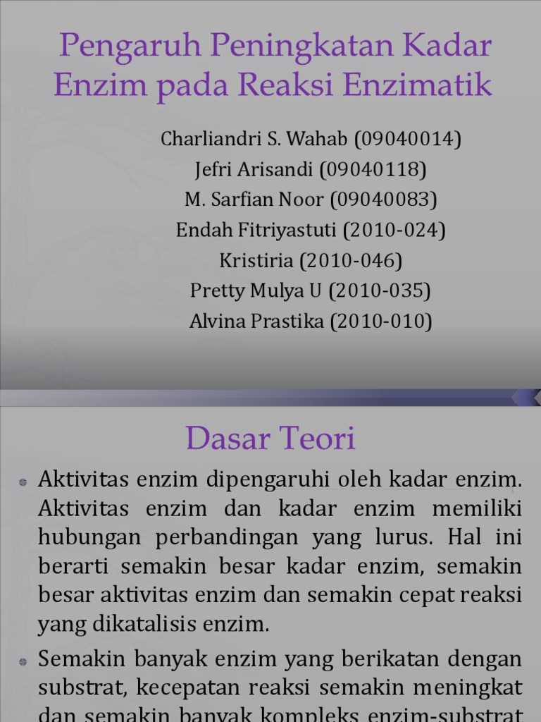 Pengaruh Kadar Enzim pada Reaksi Enzimatik | PDF | Memasak, Makanan ...