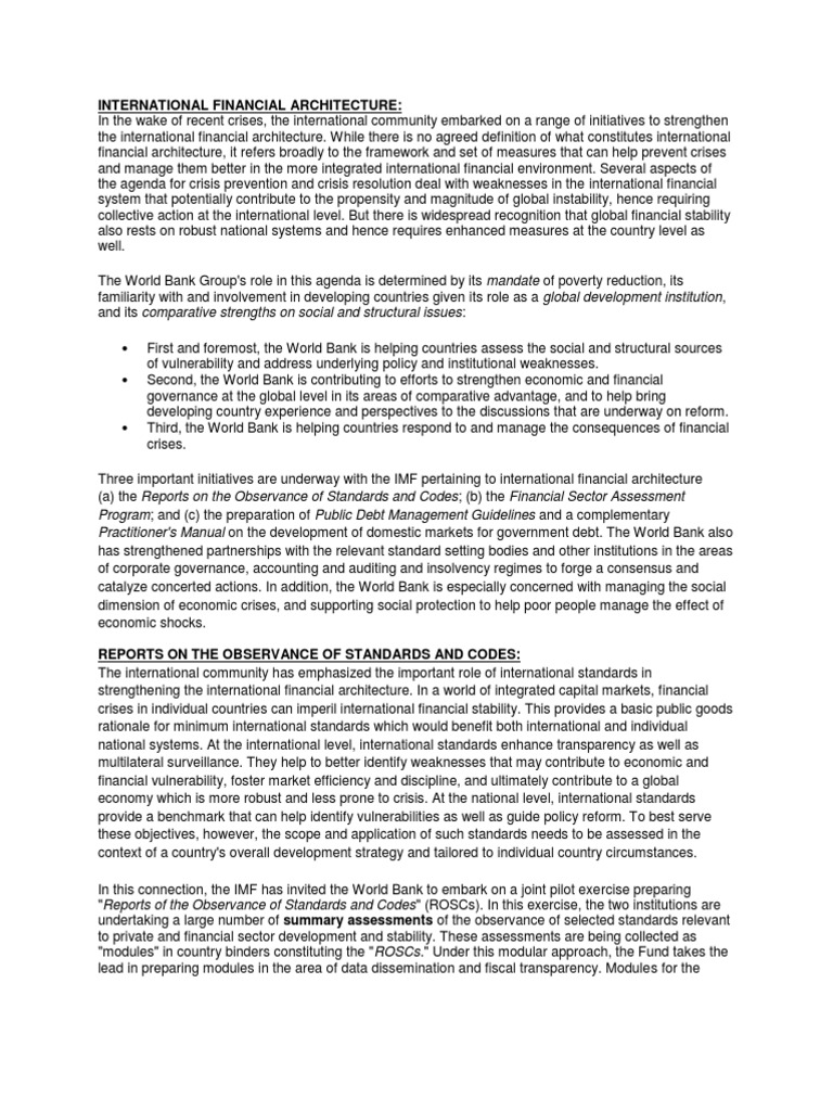International Financial Architecture | PDF | Global Financial System ...
