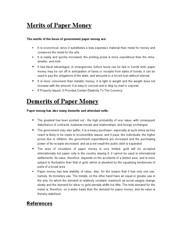 Merits of Paper Money | PDF | Banknote | Money