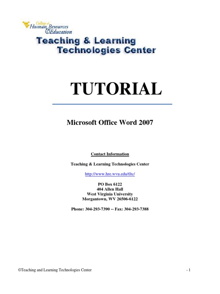 word_tutorial.pdf | Microsoft Word | Point And Click