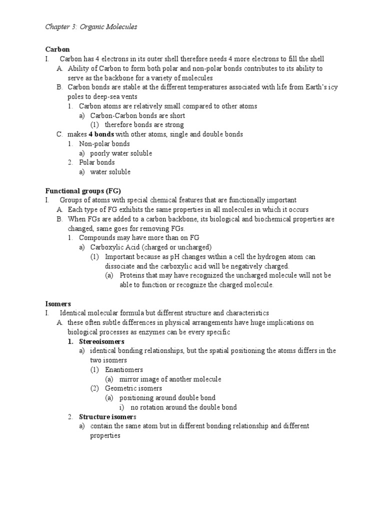 Biology Chapter 3 Notes PDF | PDF | Carbohydrates | Fatty Acid