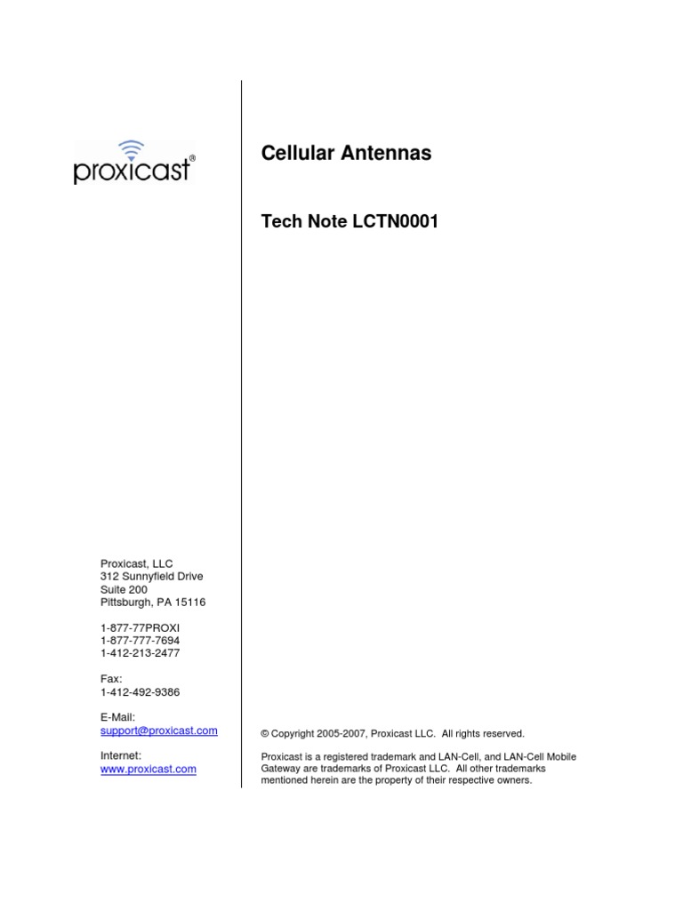 LCTN0001 Cellular Antennas | PDF | Coaxial Cable | Antenna (Radio)