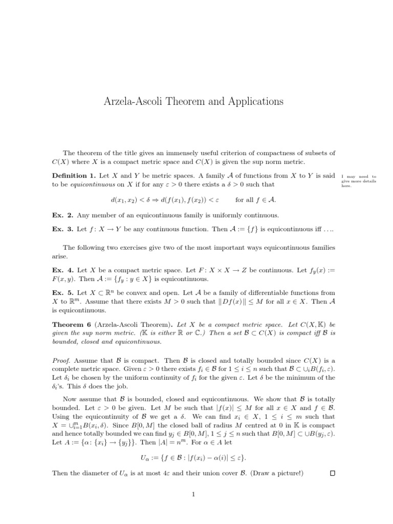 Arzela-Ascoli Theorem and Applications | PDF | Continuous Function | Analysis