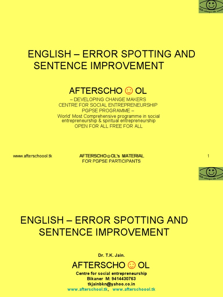 English - Error Spotting and Sentence Improvement | PDF