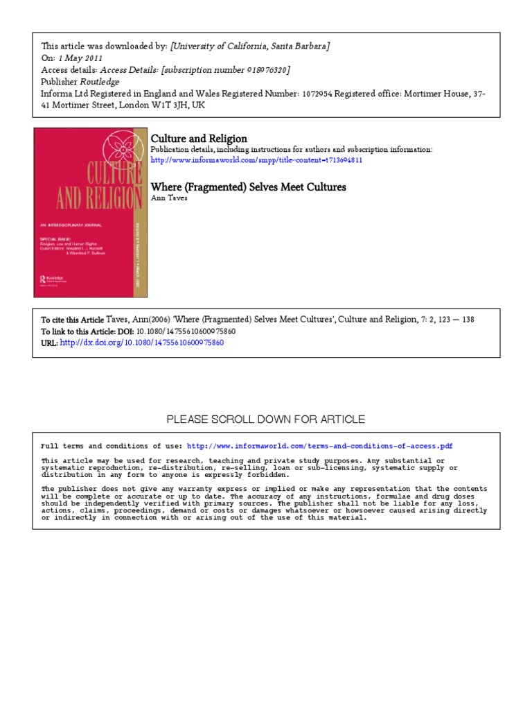 Theorising Spirit Possession Ann Taves | PDF | Hypnosis | Trance