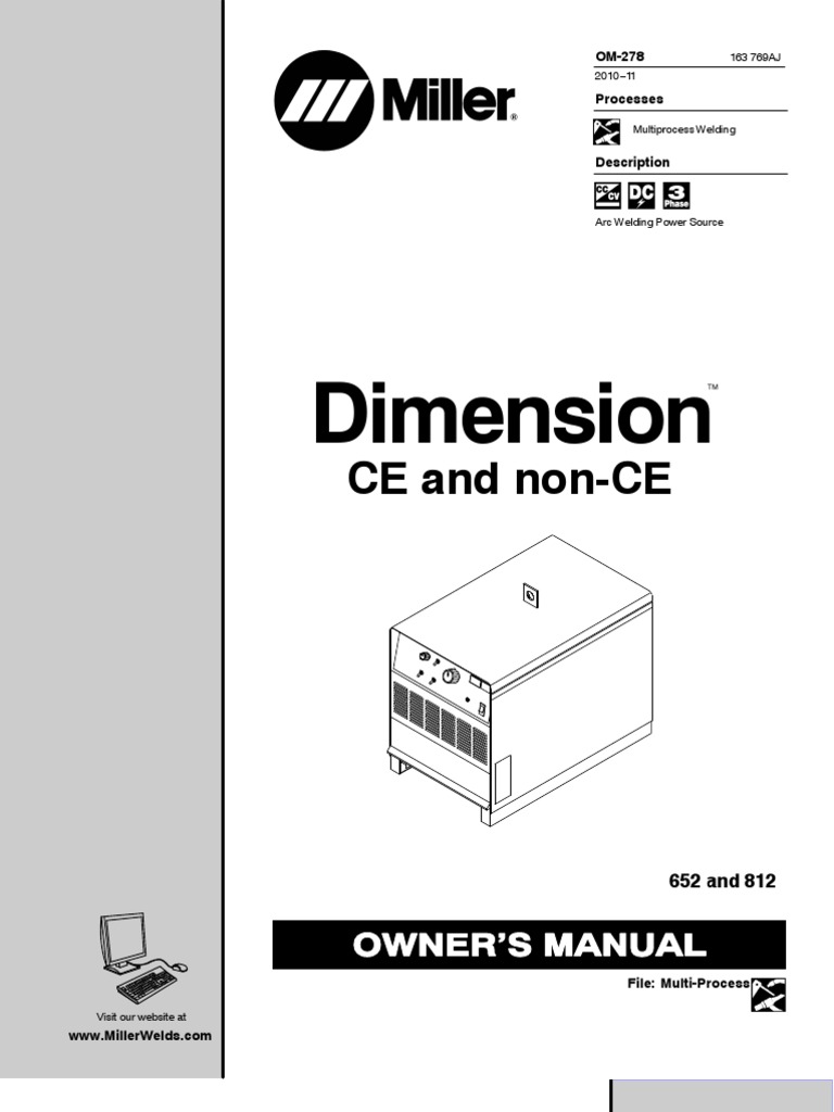 Miller 652 and 812 Owners Manualo278aj - Mil | PDF | Welding | Construction