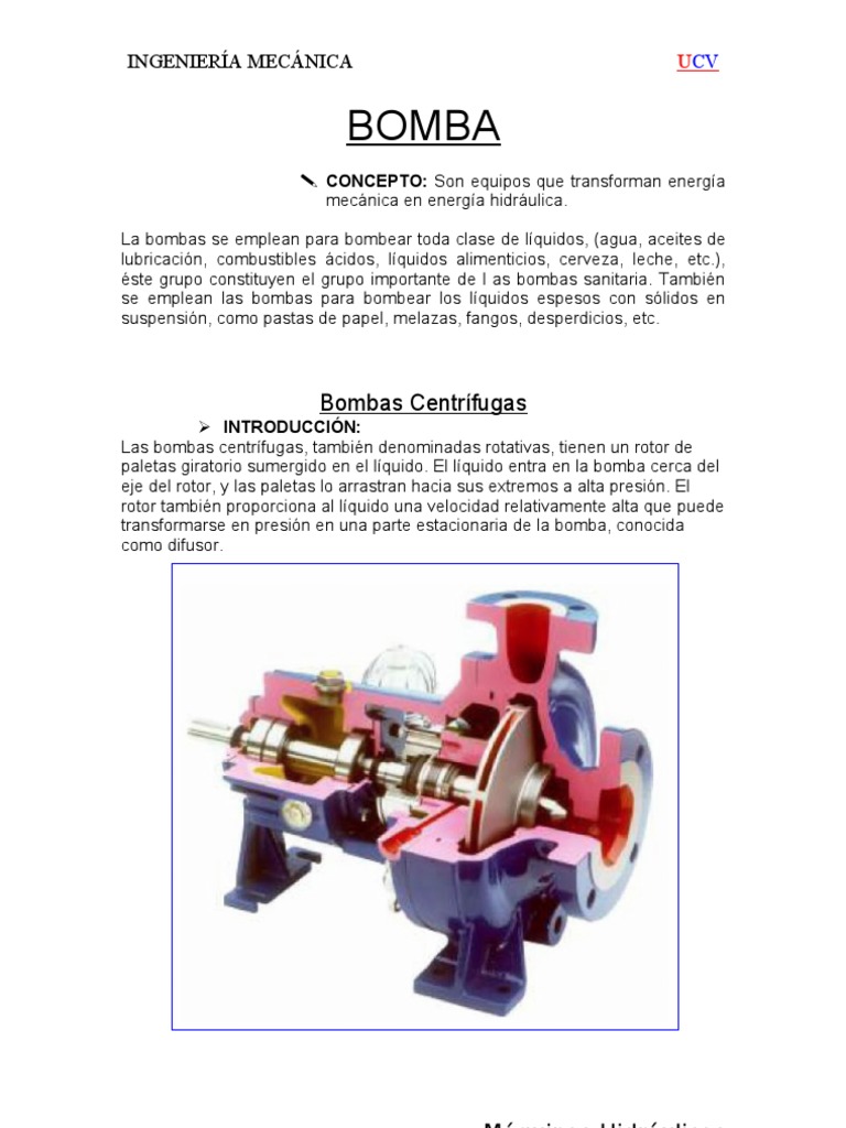 Bombas Centrífugas: Flujo Radial y Partes | PDF | Tecnología
