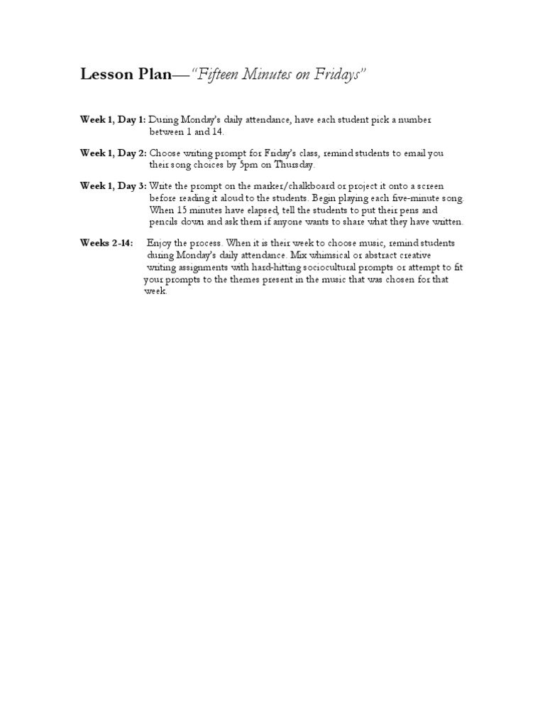 Creative Writing Lesson Plan Overview | PDF