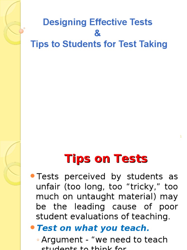 Test Design and Student Tips Guide | PDF | Question | Test (Assessment)