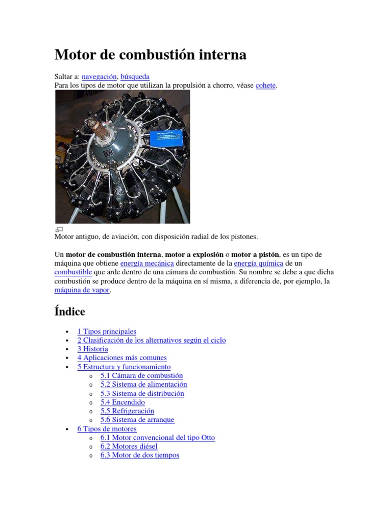 Motor de Combustión Interna: Tipos y Función | PDF | Tecnología